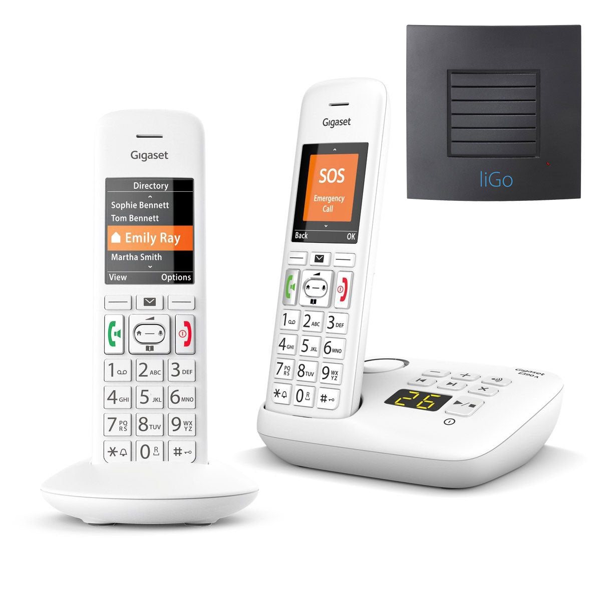 Gigaset E390A Twin Cordless Phones with Long Range - liGo for Business